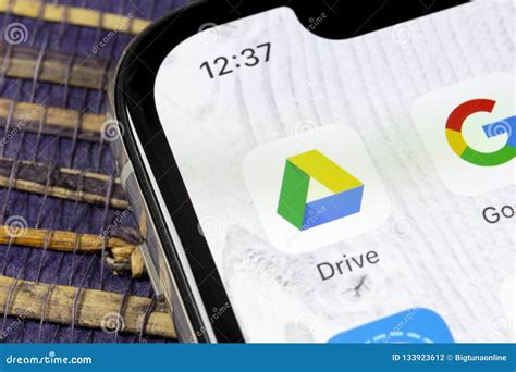 Google Drive Application Icon On Apple IPhone X Screen Close Up Google Drive Icon Google Drive