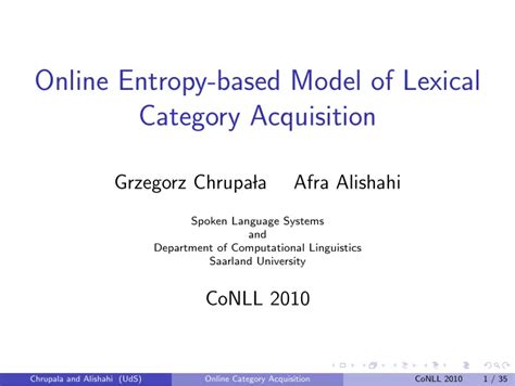Ppt Online Entropy Based Model Of Lexical Category Acquisition