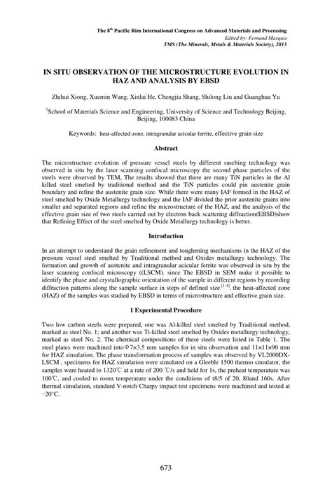 Pdf In Situ Observation Of The Microstructure Evolution In Haz And