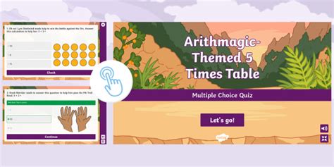 the numbers game arithmagic themed 5 times table multiple choice quiz