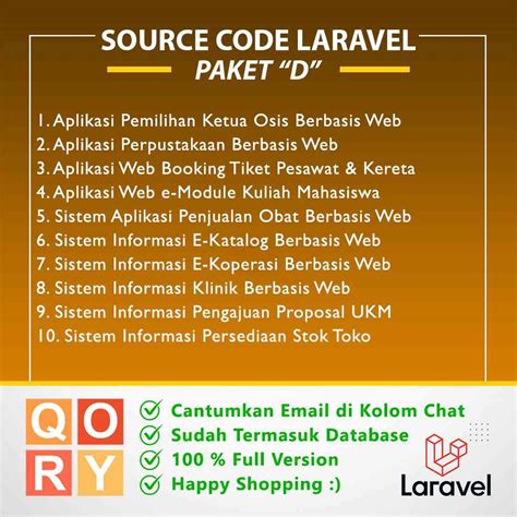 Jual Laravel Paket D Kumpulan Referensi Source Code Program