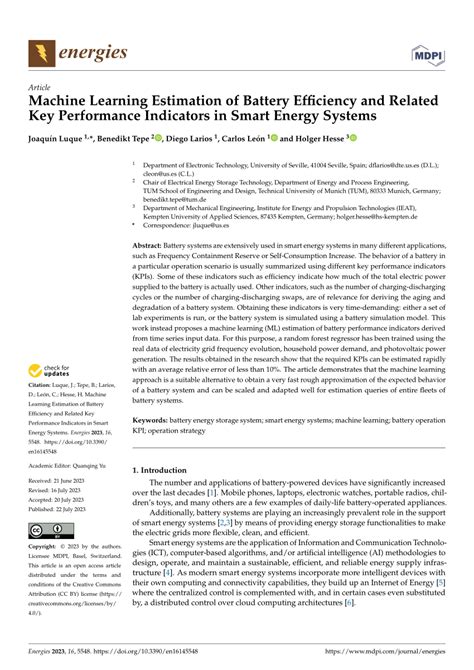 Pdf Machine Learning Estimation Of Battery Efficiency And Related Key