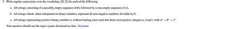 solved 3 write regular expressions over the vocabulary