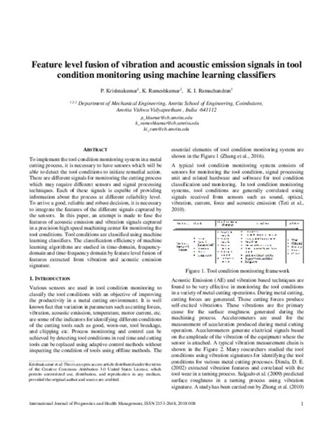 Pdf Feature Level Fusion Of Vibration And Acoustic Emission Signals In Tool Condition