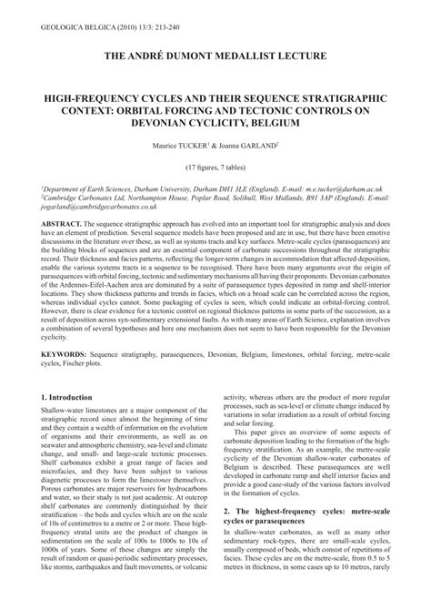 Pdf High Frequency Cycles And Their Sequence Stratigraphic Context Orbital Forcing And