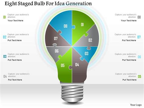 Eight Staged Bulb For Idea Generation Powerpoint Template PowerPoint Slide Template