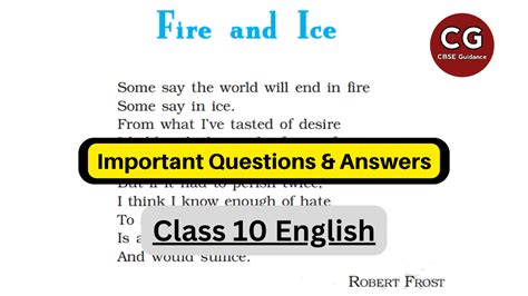 Fire And Ice Class 10 Important Questions And Answers Cbse Guidance