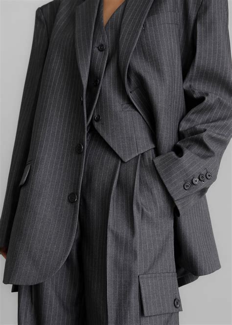 Elise Cargo Trousers Greywhite Pinstripe Pinstripe Suits For