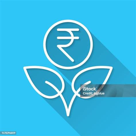 성장하는 인도 루피 파란색 배경에 아이콘 긴 그림자가 있는 평면 디자인 0명에 대한 스톡 벡터 아트 및 기타 이미지 0명 3차원 형태 개념 Istock