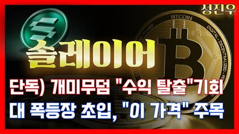 솔레이어 코인 긴급 개미무덤 탈출각 대불장 재단은 긴급 발표 테슬라발 호재와 함께 일정에 맞춘 2차 락업 물량 이날 솔레이어코인 솔레이어코인전망 성진우