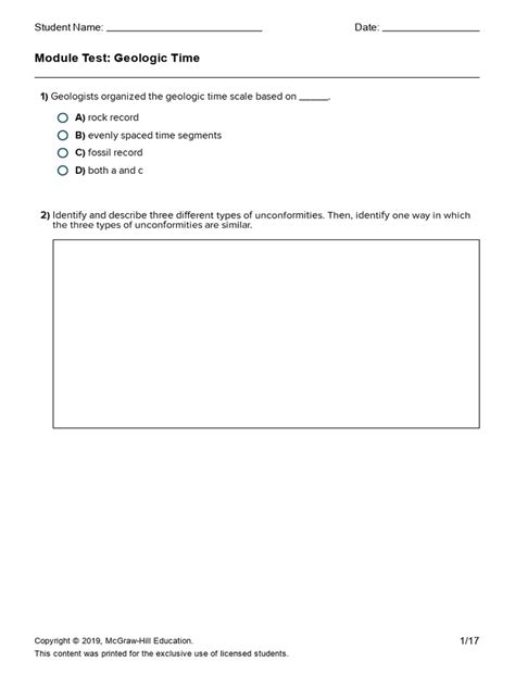 Moduletest Geologictime Se 2 Pdf Geologic Time Scale Stratigraphy