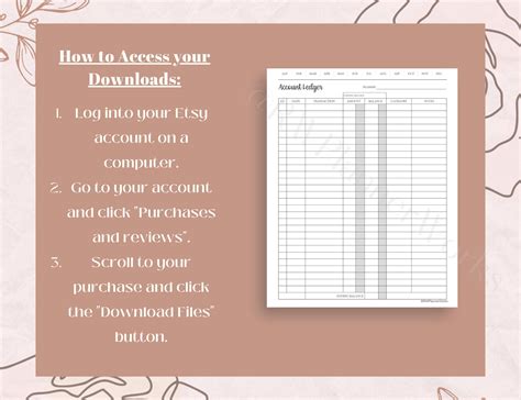 Account Ledger Tracker Planner Printable Planner Insert HP Classic Size EC Planner Size Etsy