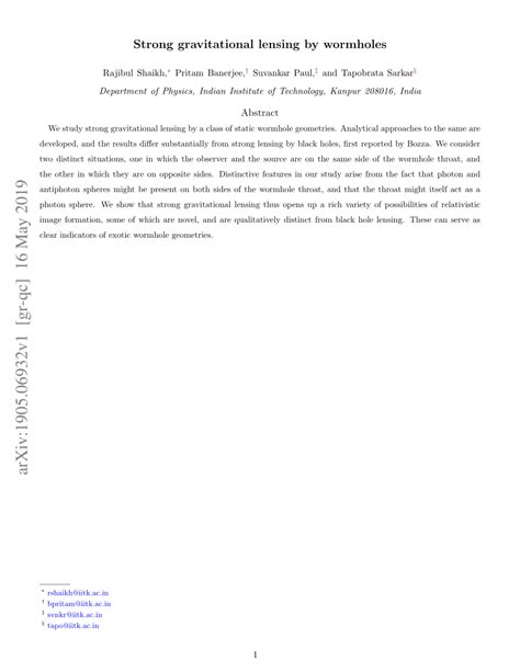 Pdf Strong Gravitational Lensing By Wormholes