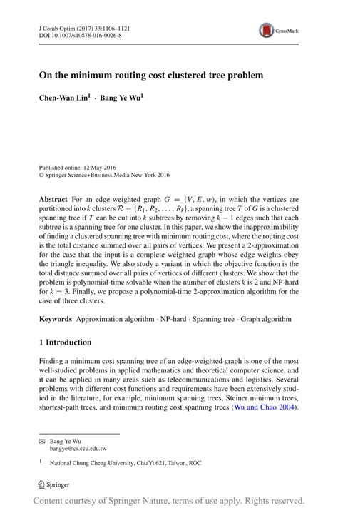 on the minimum routing cost clustered tree problem request pdf