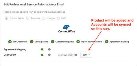 setup instructions for connectwise psa integration saas alerts