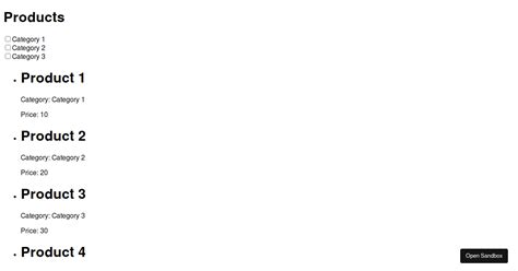 checkbox filter with json data codesandbox