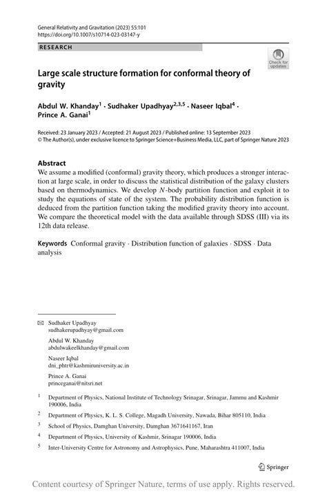 Large Scale Structure Formation For Conformal Theory Of Gravity