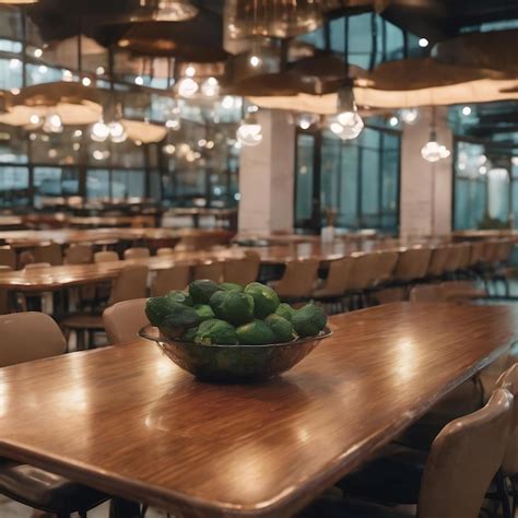 Shiny Table In Cafeteria Premium Ai Generated Image