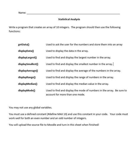 Solved Name Statistical Analysis Write A Program That