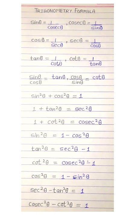Shorts Trigonometry All Formula Class 10 Trikonmitisutra Shortvideo In 2025 Trigonometry