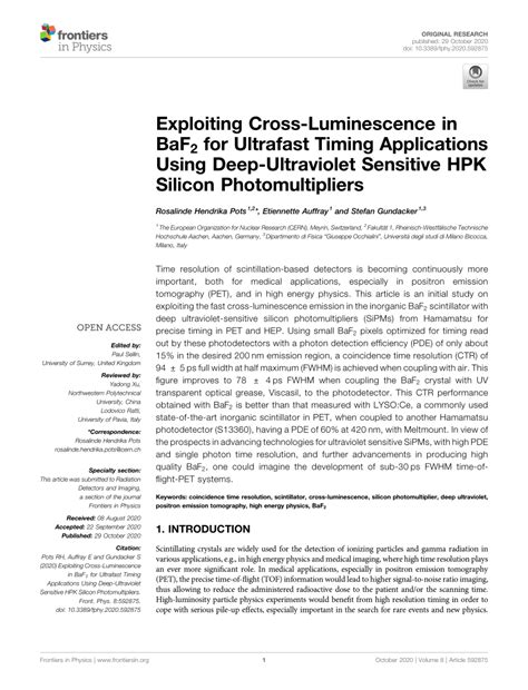 Pdf Exploiting Cross Luminescence In Baf2 For Ultrafast Timing