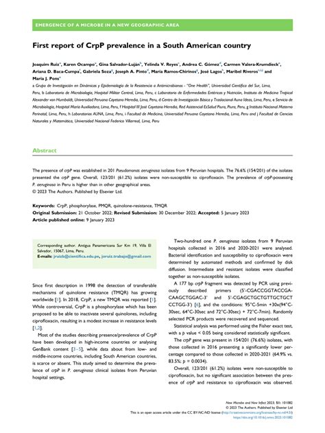 Pdf First Report Of Crpp Prevalence In A South American Country
