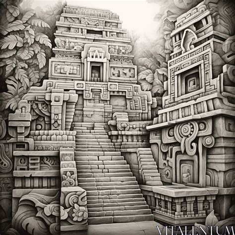 Aztec Temple Drawing