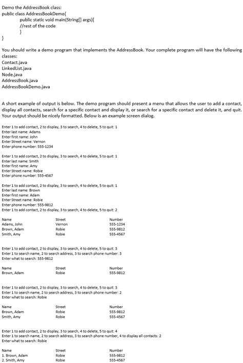 solved in java you will design a class called addressbook