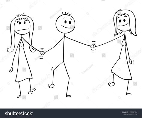 Cartoon Stick Drawing Conceptual Illustration Heterosexual Stock Vector