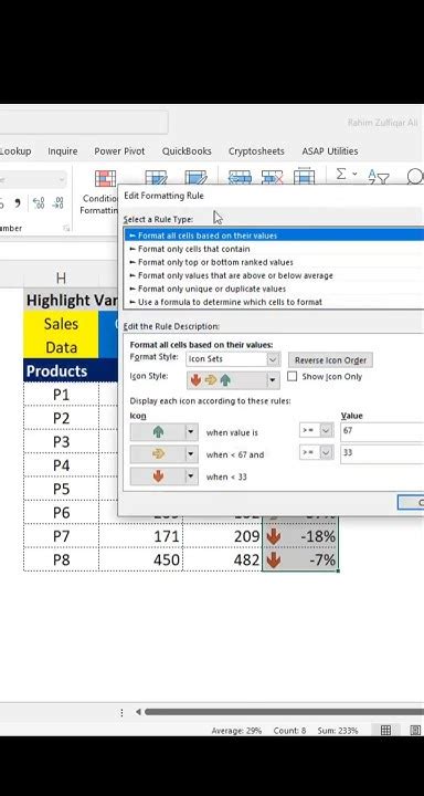 highlight variance via conditionalformatting in microsoftexcel
