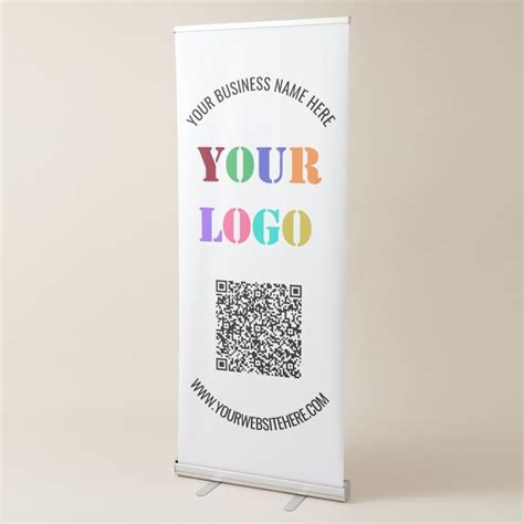A White Roll Up Banner With A Qr Code On The Front And Your Logo On The Back