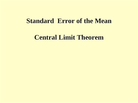 ppt standard error of the mean central limit theorem dokumen tips