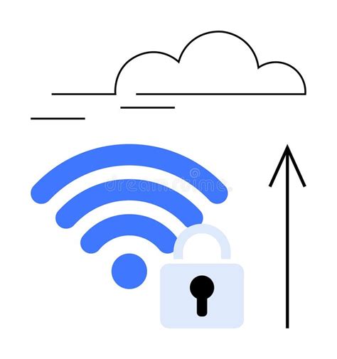 Secure Cloud Upload With Wireless Connectivity And Lock Icon Representing Data Protection Stock