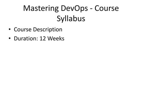 Devops Course Syllabus Contenu Du Programme Devops Ppt