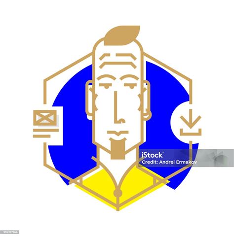 화려한 디자인 프로젝트에 대 한 이상적인 아이콘입니다 이미지는 흰색 배경에 고립 이다 만화 스타일에서 문자입니다 벡터에서 젊은 남자의 아바타입니다 평면 스타일 아이콘입니다