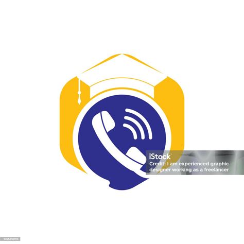 교육 호출 벡터 로고 디자인 템플릿입니다 졸업 모자 와 핸드셋 아이콘 로고 고객에 대한 스톡 벡터 아트 및 기타 이미지 고객
