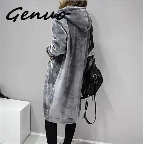 Genuo новинка Осенние открытые бархатные женские базовые пальто с капюшоном куртка