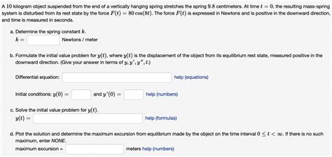 solved a 10 kilogram object suspended from the end of a