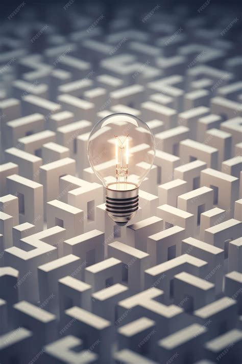 Premium Photo Conceptual Creativity Still Life Light Bulb In Maze