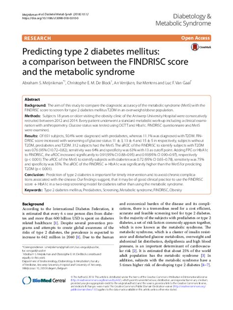 Pdf Predicting Type 2 Diabetes Mellitus A Comparison Between The