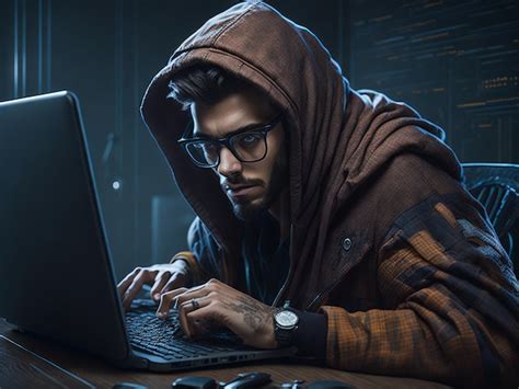 premium ai image hacker using computer with forex candlestick charts