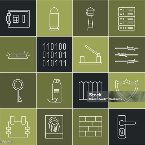 Set Line Door Handle Shield Barbed Wire Watch Tower Binary Code Flasher Siren Safe And Parking