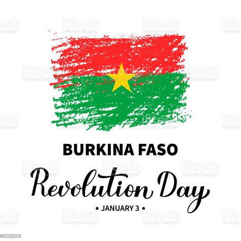 부르키나파소 혁명의 날 깃발이 적신다 공휴일은 1월 3일에 축하합니다 타이포그래피 포스터 배너 전단지 스티커 인사말 카드 엽서 등을 위한 벡터 템플릿을 쉽게 편집할 수