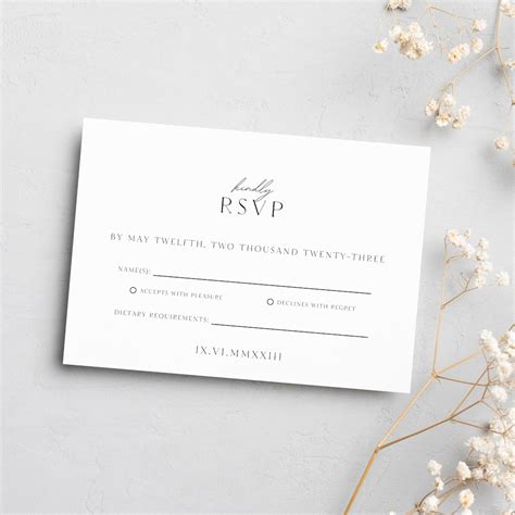 Minimalist Wedding Rsvp Card Template Editable Modern Design Digital