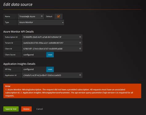 Error Message In Data Source Configuration · Issue 18 · Grafanaazure Monitor Datasource · Github