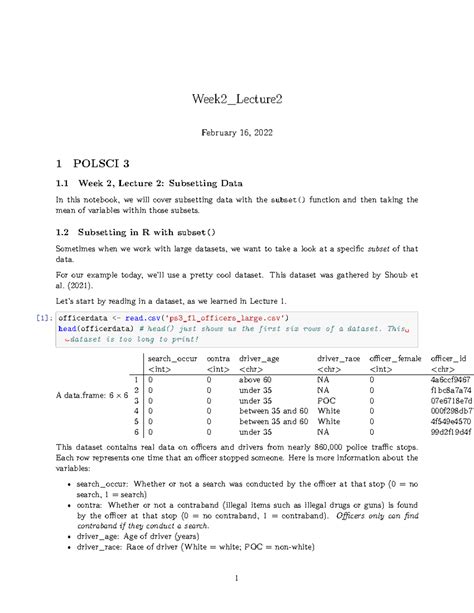 Week2 Lecture 2 Week2lecture February 16 2022 1 Polsci 3 1 Week 2 Lecture 2 Subsetting