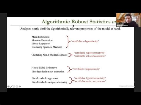 free video recent progress in algorithmic robust statistics via the