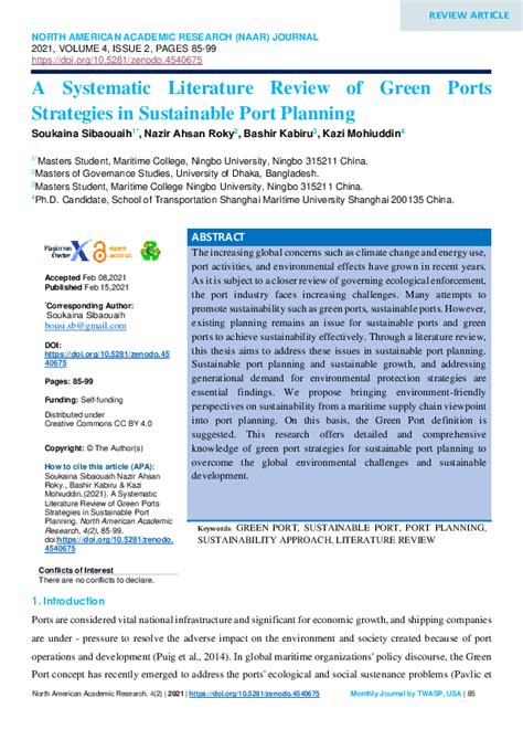 Pdf A Systematic Literature Review Of Green Ports Strategies In Sustainable Port Planning