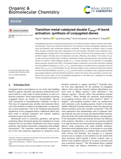 Pdf Transition Metal Catalyzed Double Cvinyl H Bond Activation