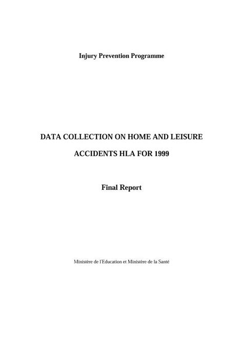 Data Collection On Home And Leisure Accidents Hla For 1999 Portail